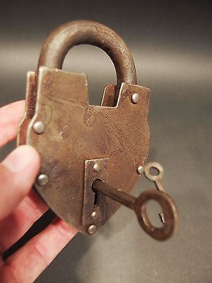 Antique Vintage Style Wrought Iron Forged Trunk Chest Box Lock & Key P ...