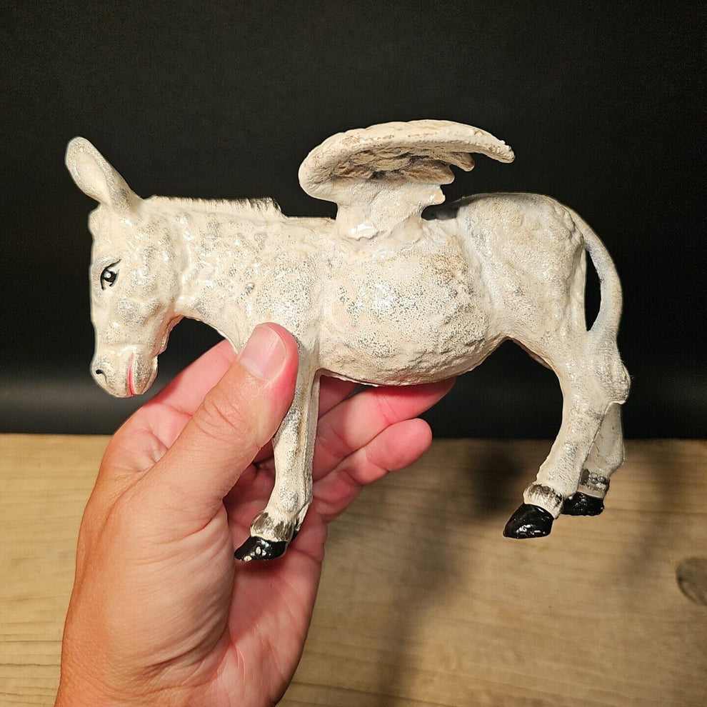 Antique Style Cast Iron Flying Donkey Coin Bank – Early Home Decor