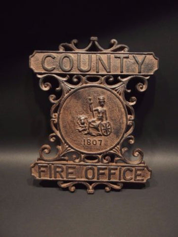 Antique Vintage Style Heavy Cast Iron County Fire Office Sign 1807 Fir ...